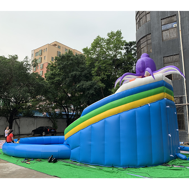 Customized design double lane devilfish octopus inflatable slide with ...